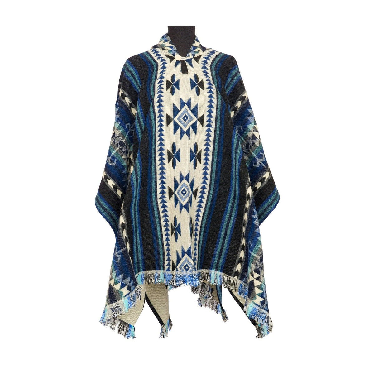 Alpaca Poncho Native Pattern | Poncho Shuar Blue — Suusco