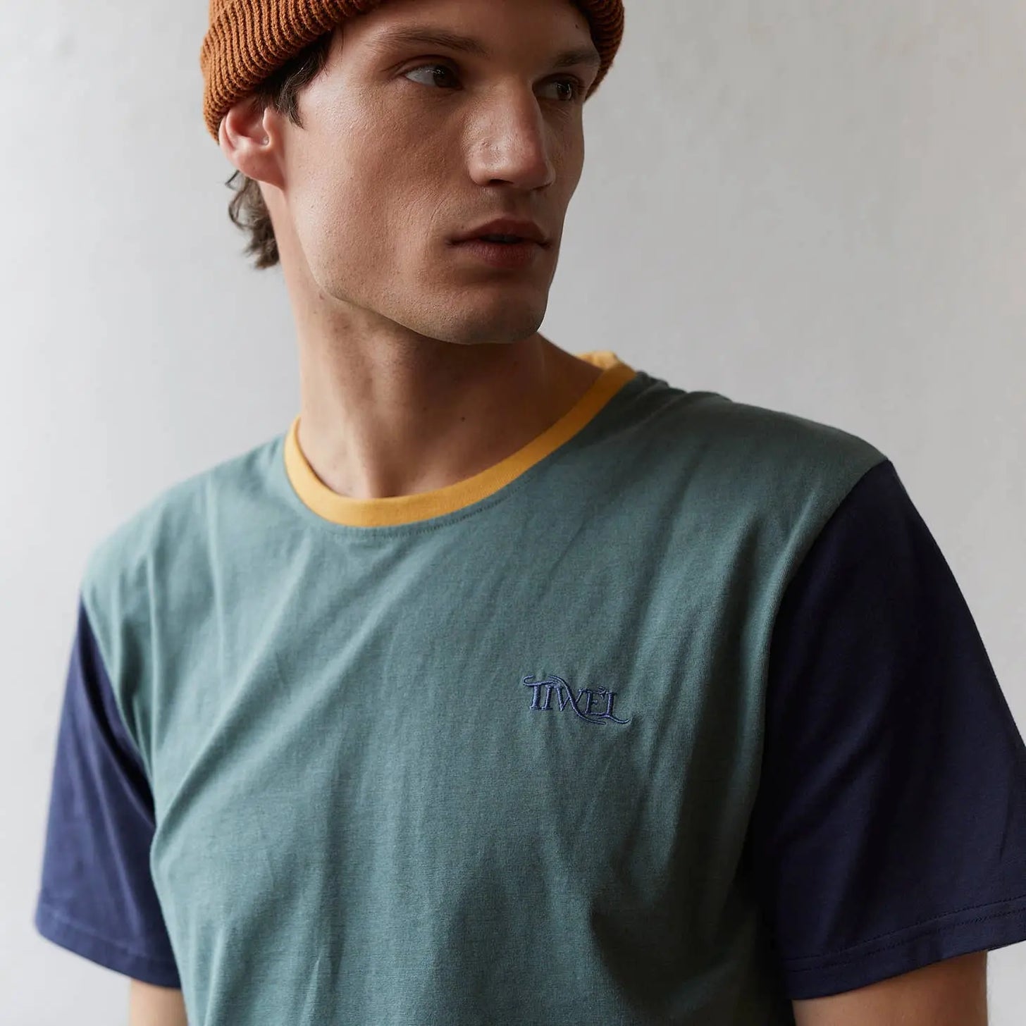Kehr t-shirt, tricolor, green, blue, yellow, organic cotton + recycled ...