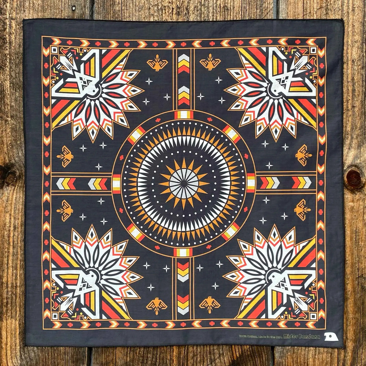 Sun Storm - SILKY black premium designer bandana — Suusco